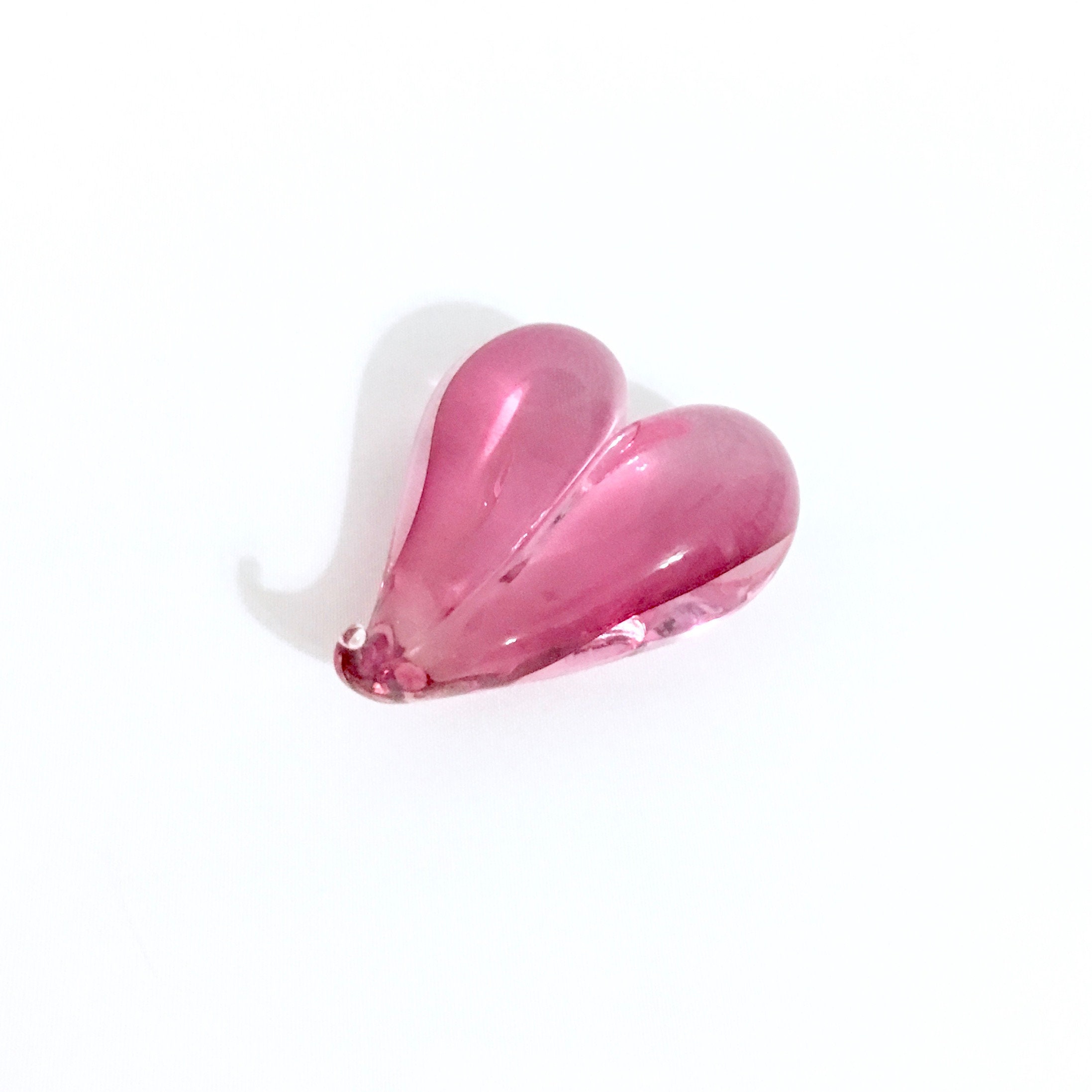 Heart Paperweight / Glass Paperweight / Pink Glass / Hand Blown Glass ...