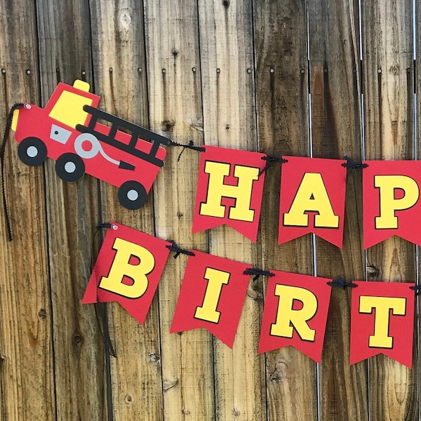Fire Truck Happy Birthday - Etsy
