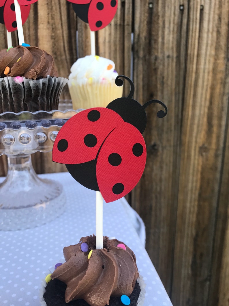 Ladybug Cupcake Toppers - Etsy