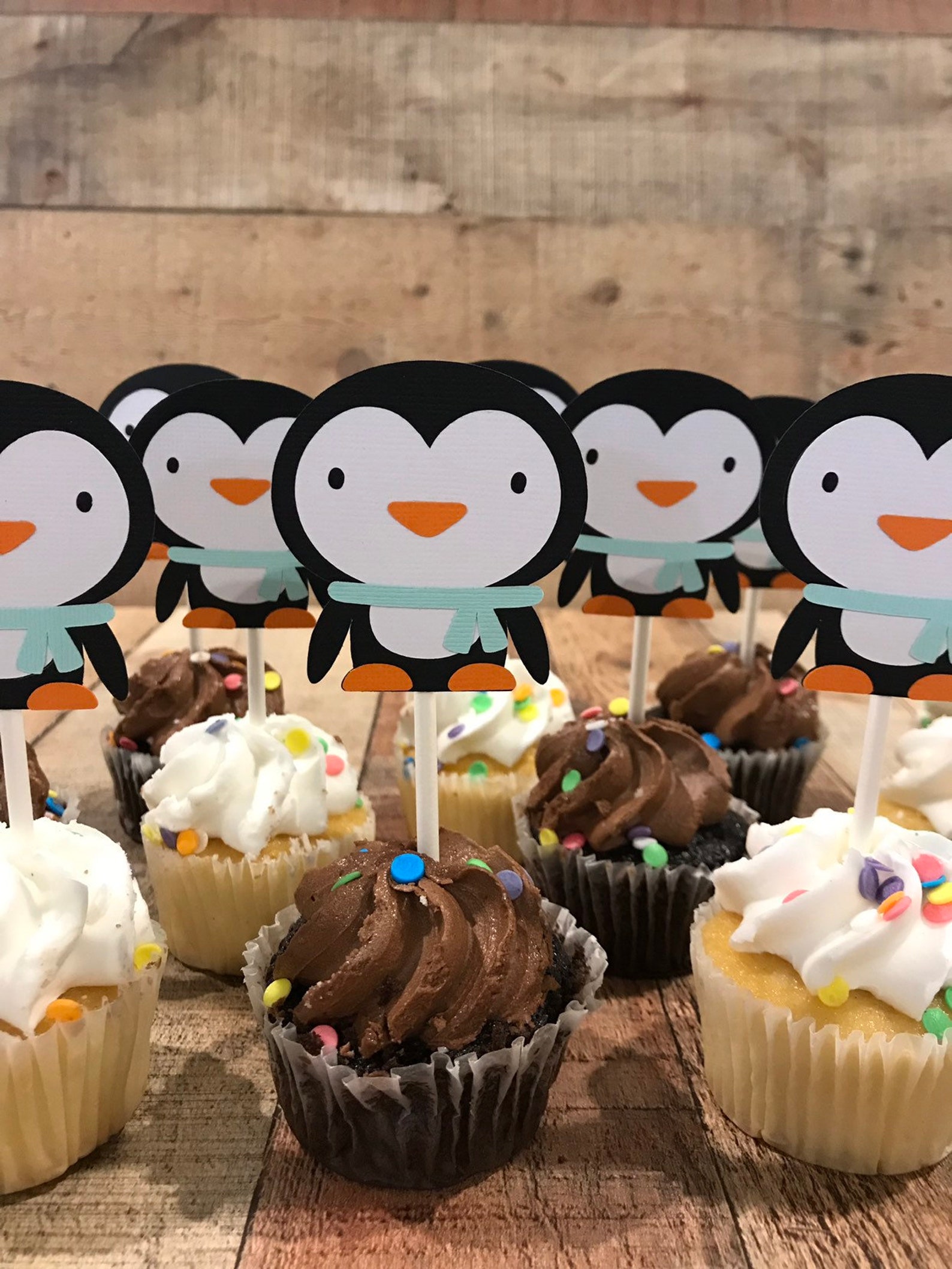 Penguin Cupcake Toppers | Etsy
