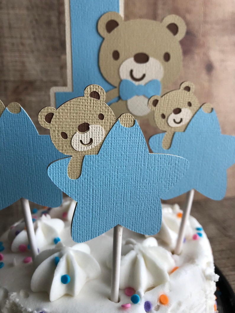 Teddy Bear Birthday Cake Topper - Etsy