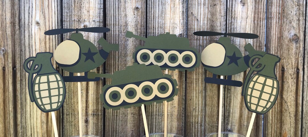 Army Tank, Grenade & Helicopter Centerpiece Set - Etsy
