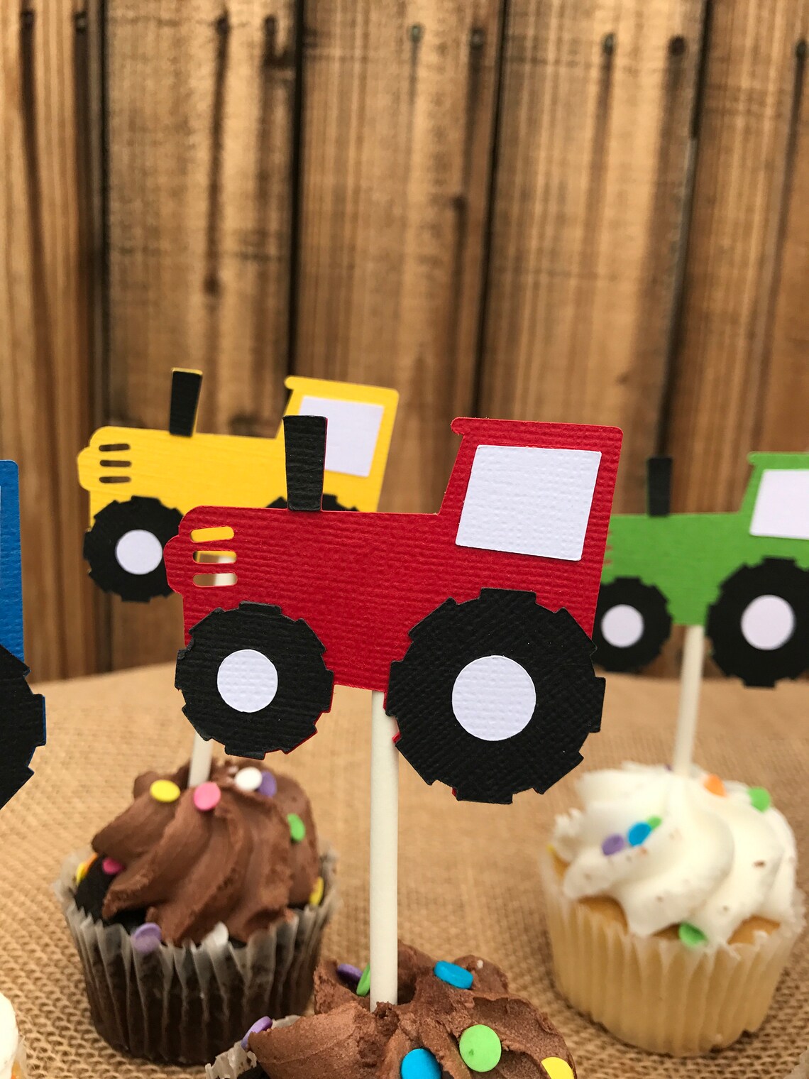 Tractor Cupcake Toppers - Etsy