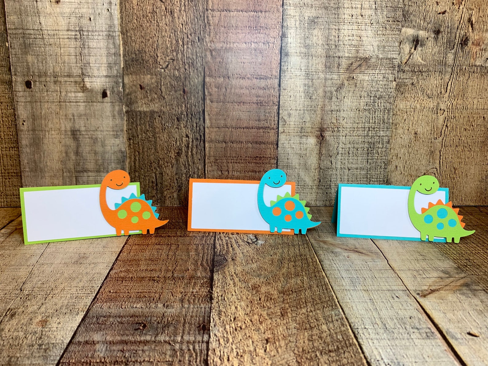 Dinosaur Table Cards-aqua, Orange, and Lime. - Etsy