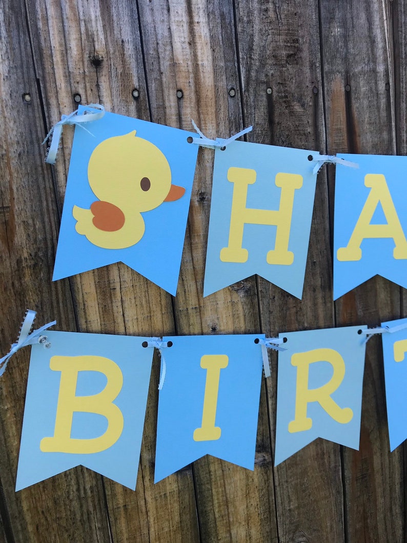 Rubber Ducky Blue Happy Birthday Banner | Etsy