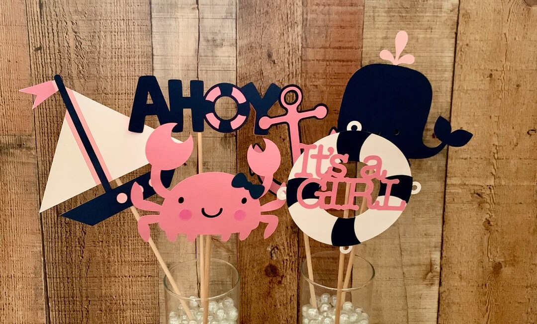 Pink and Navy Nautical Centerpieces - Etsy