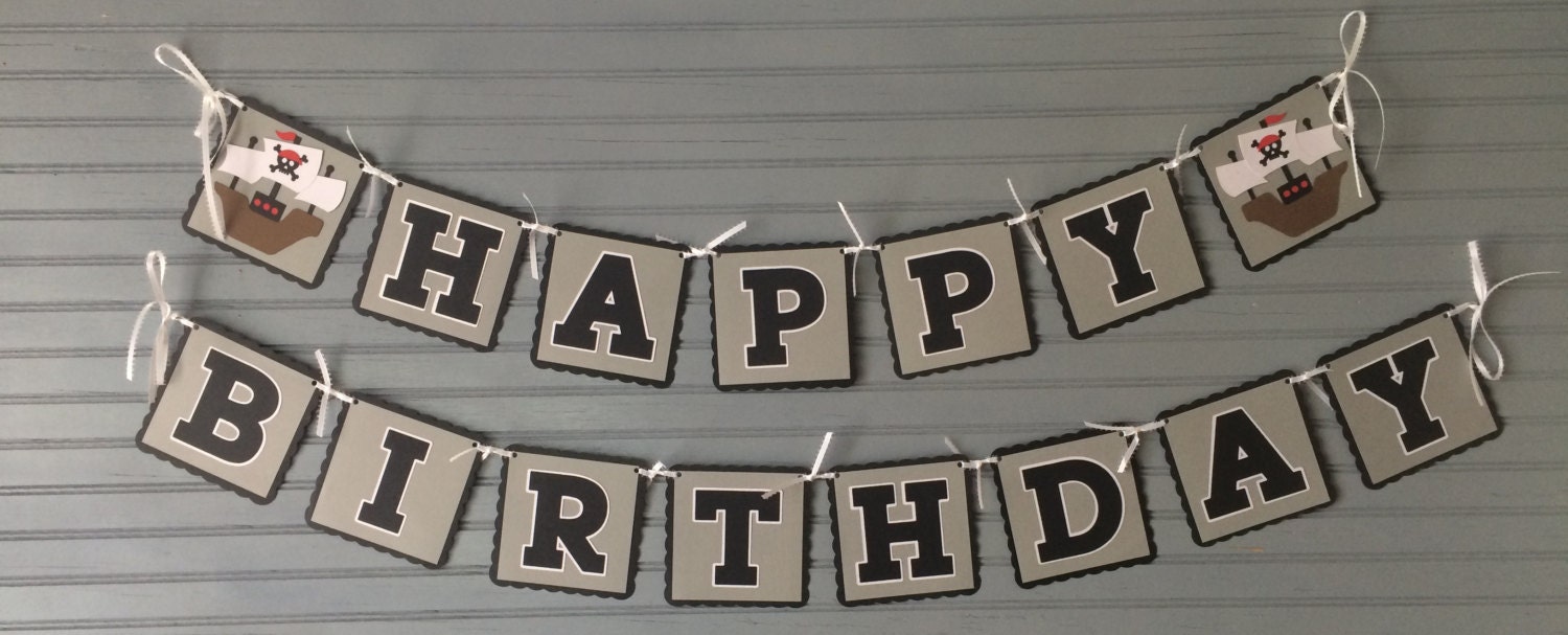 Pirate Happy Birthday Banner | Etsy