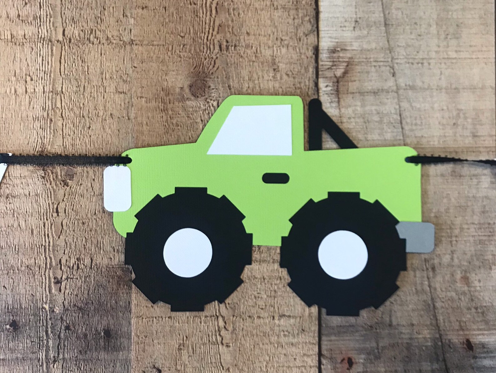 Turquoise and Lime Monster Truck Pennant Banner - Etsy