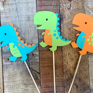 Dinosaur Centerpieces- Orange, Lime, and Aqua - Etsy