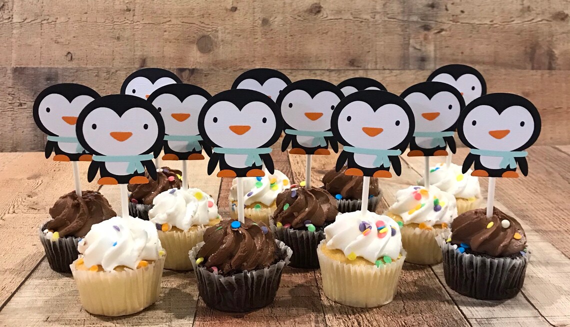 Penguin Cupcake Toppers | Etsy