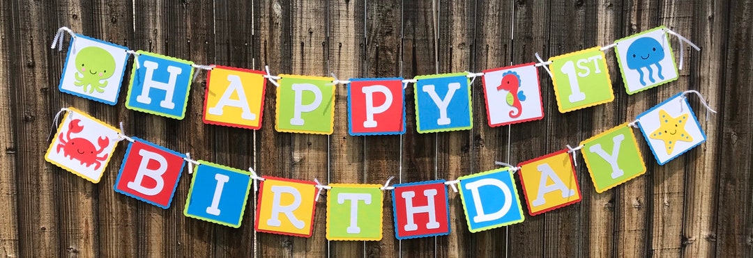 Under the Sea Birthday Banner Bright Colors - Etsy