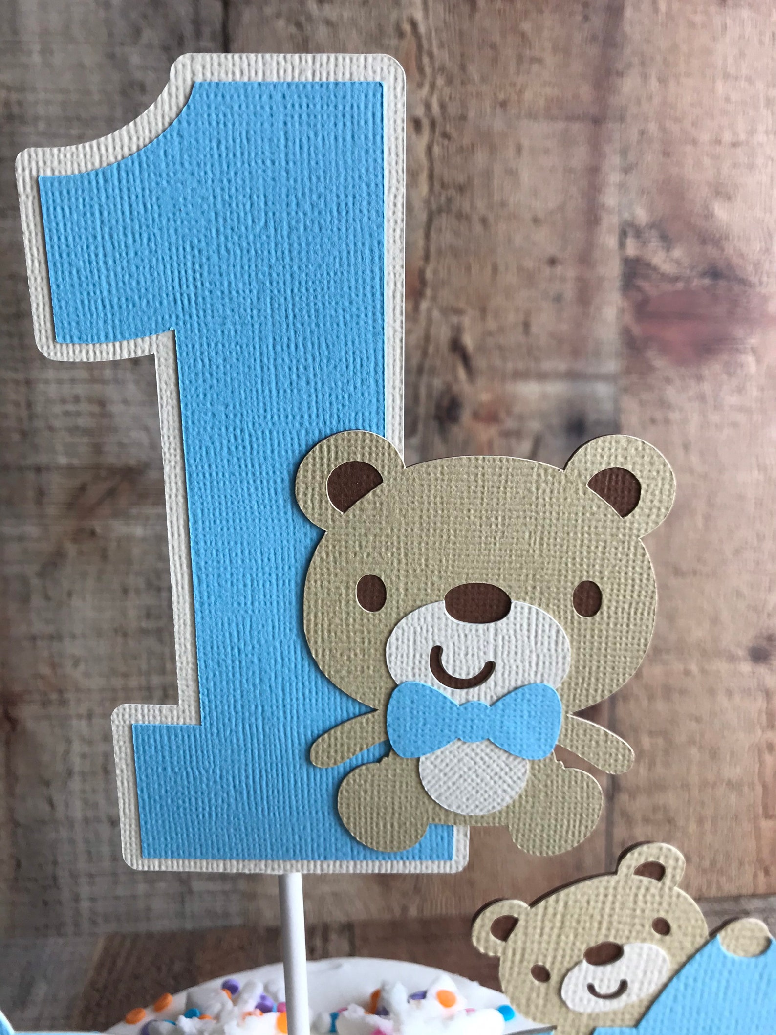 Teddy Bear Birthday Cake Topper | Etsy