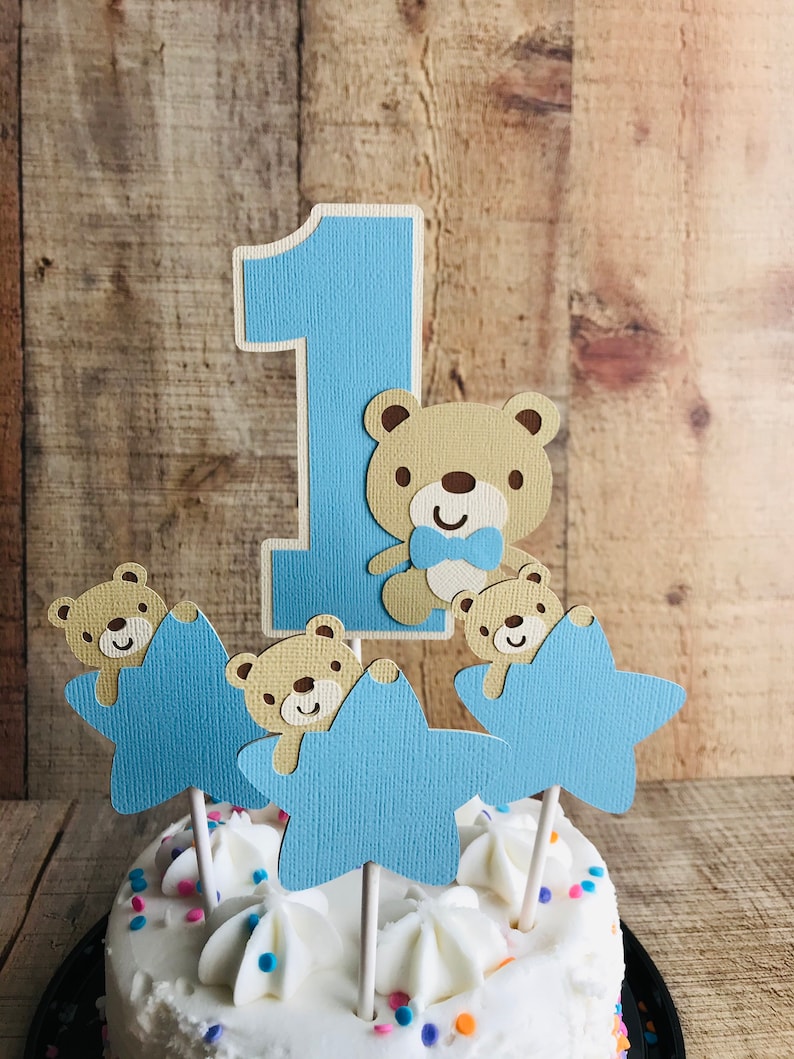Teddy Bear Birthday Cake Topper | Etsy