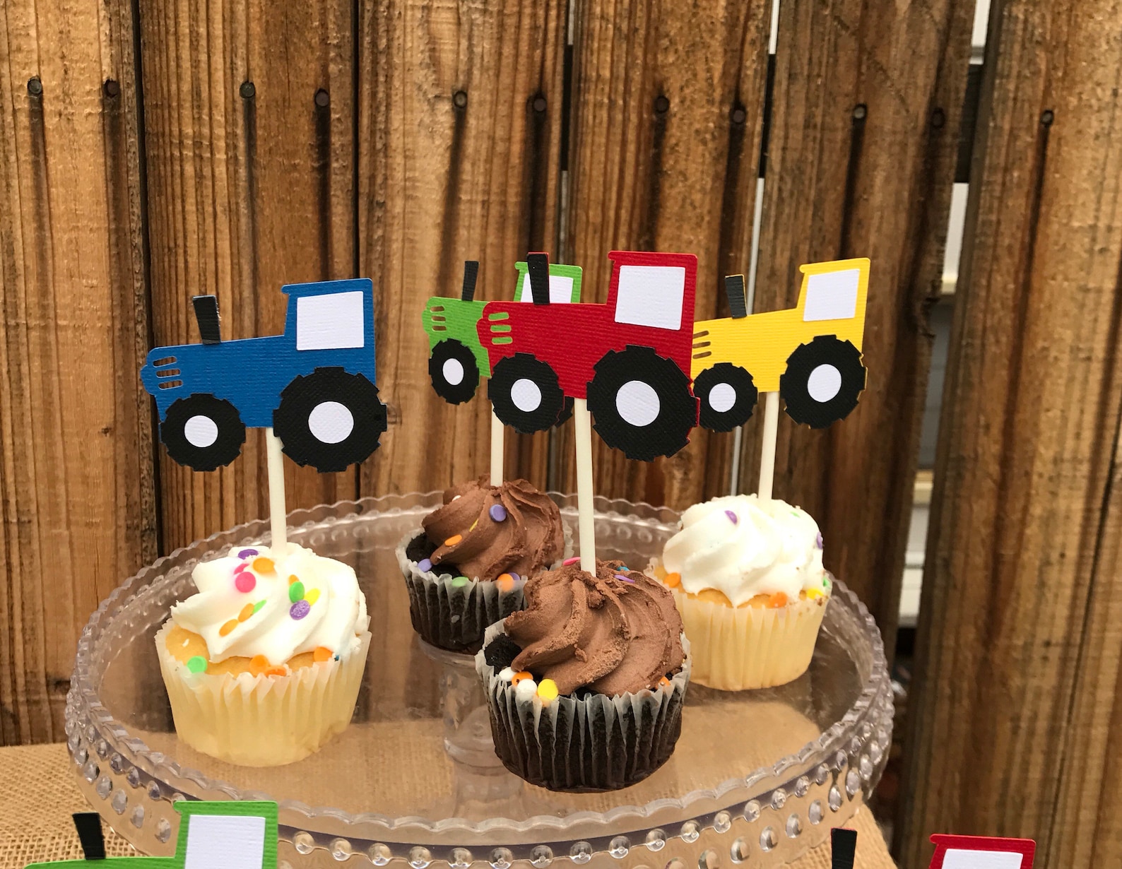 Tractor Cupcake Toppers - Etsy