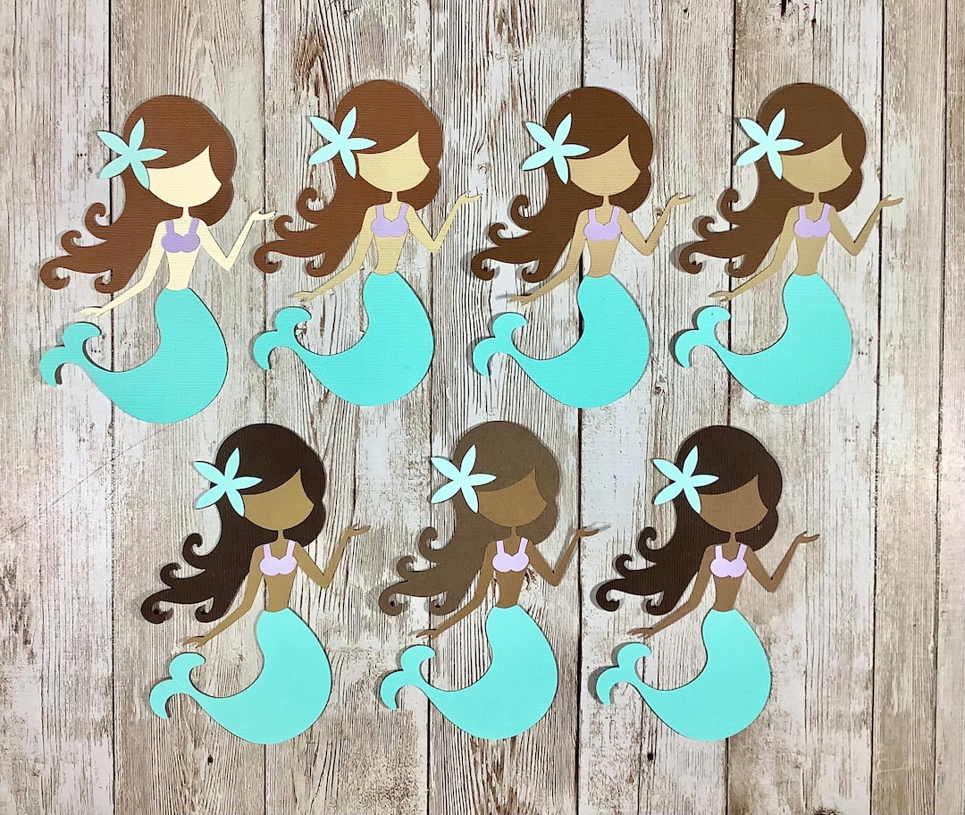 Mermaid Paper Die Cuts- Variety of Skin Tone and Hair Color - Etsy