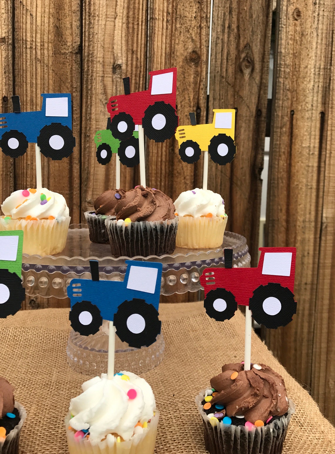 Tractor Cupcake Toppers - Etsy