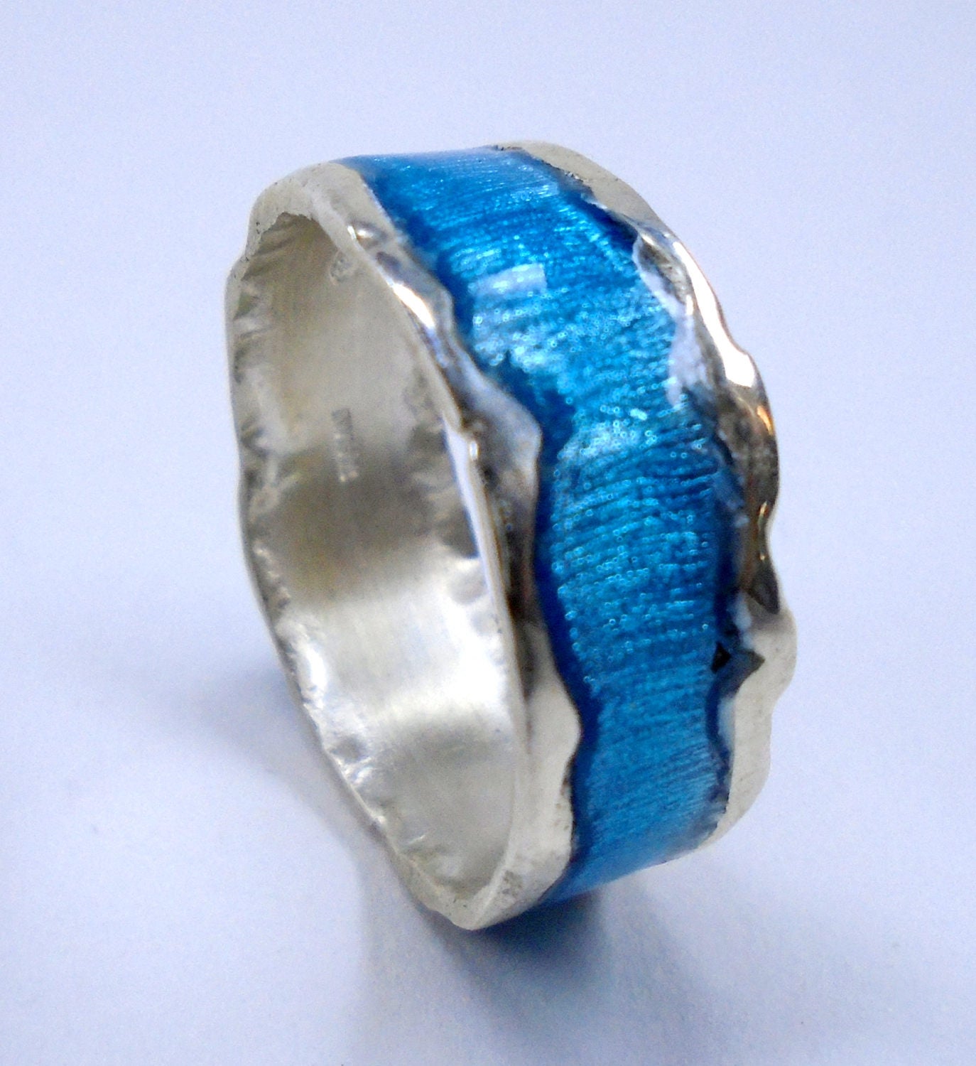 Silver Ring, With Melted Border, and Transparent Enamel. - With ...