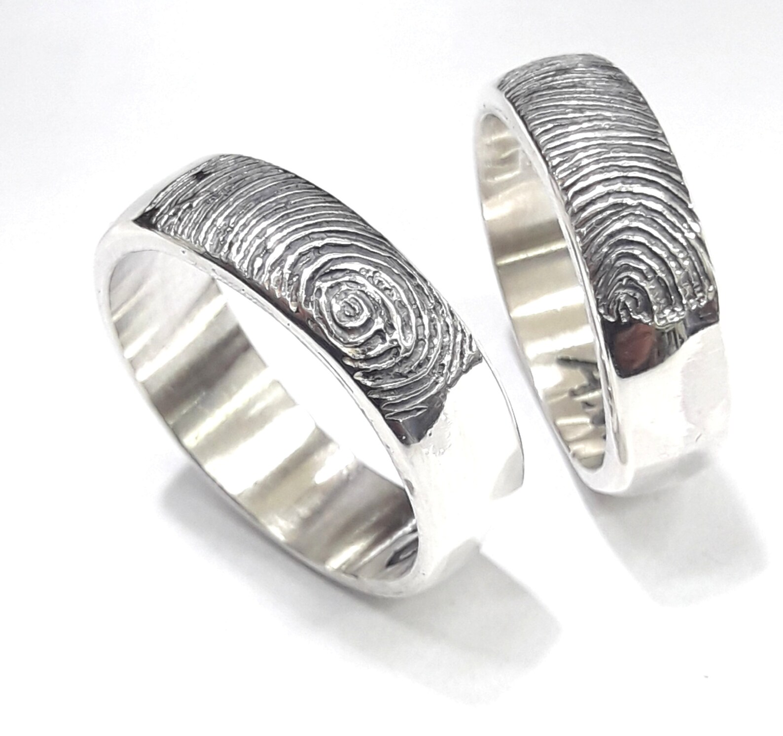 Two Silver Engagement or Wedding Ring Couple Ring With - Etsy