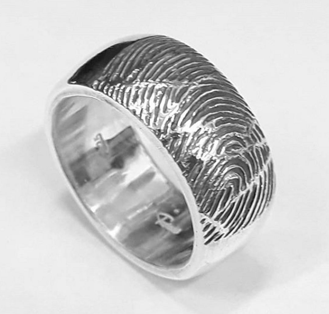 Fingerprint Sterling Silver Ring, Thumbprint Personalized for ...
