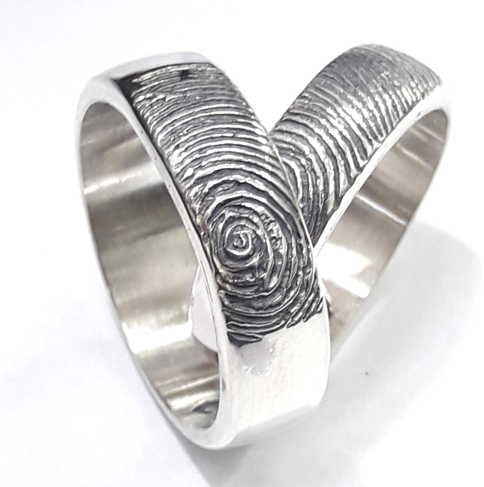 Two Silver Engagement or Wedding Ring Couple Ring With - Etsy