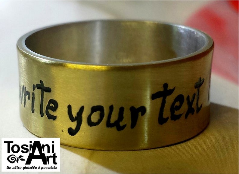 Ring With Custom Text in Silver and Brass. - Etsy