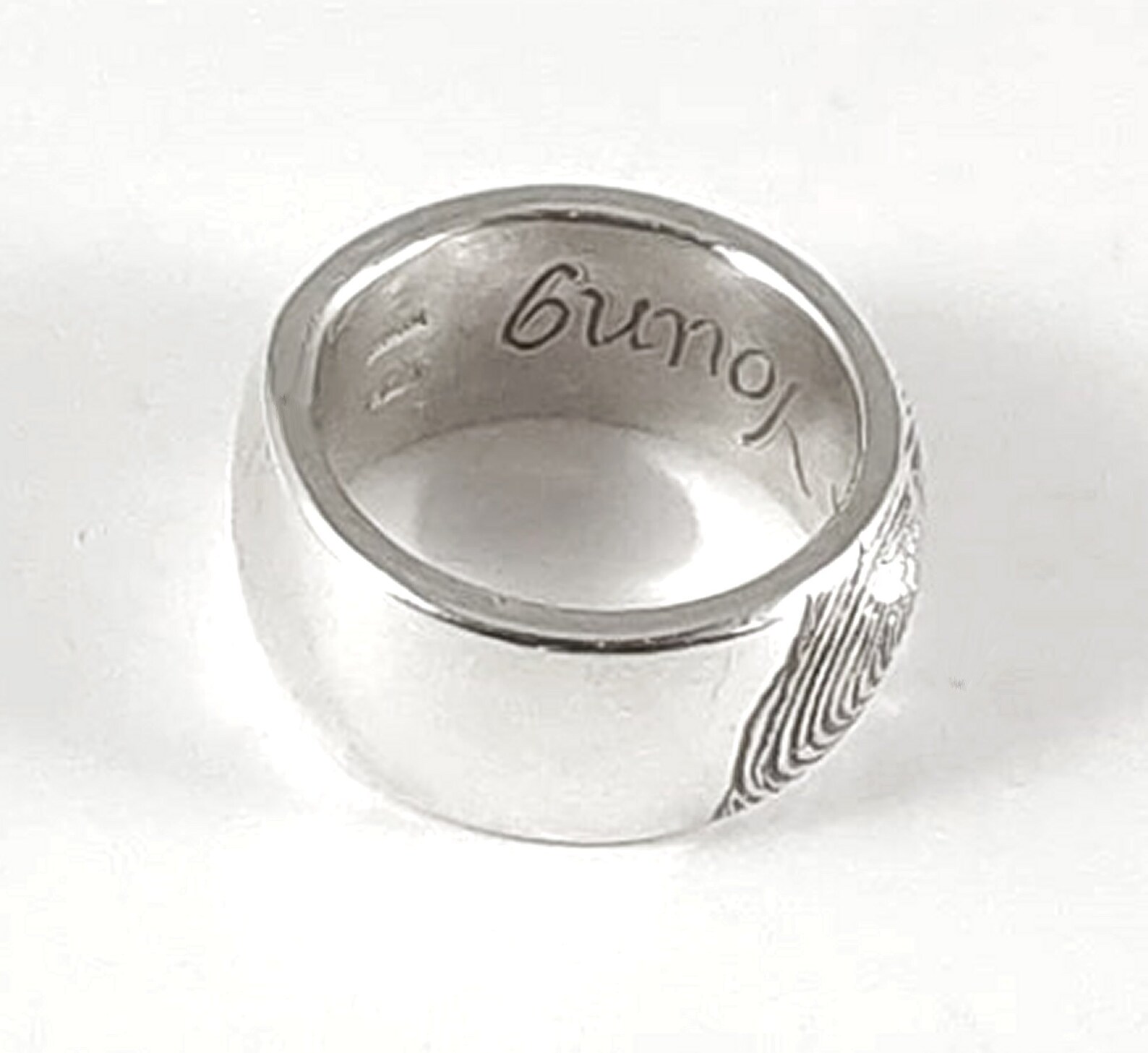 Engraved Custom Fingerprint Sterling Silver Ring With | Etsy