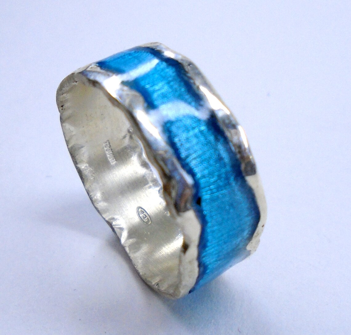 Silver Ring, With Melted Border, and Transparent Enamel. - With ...