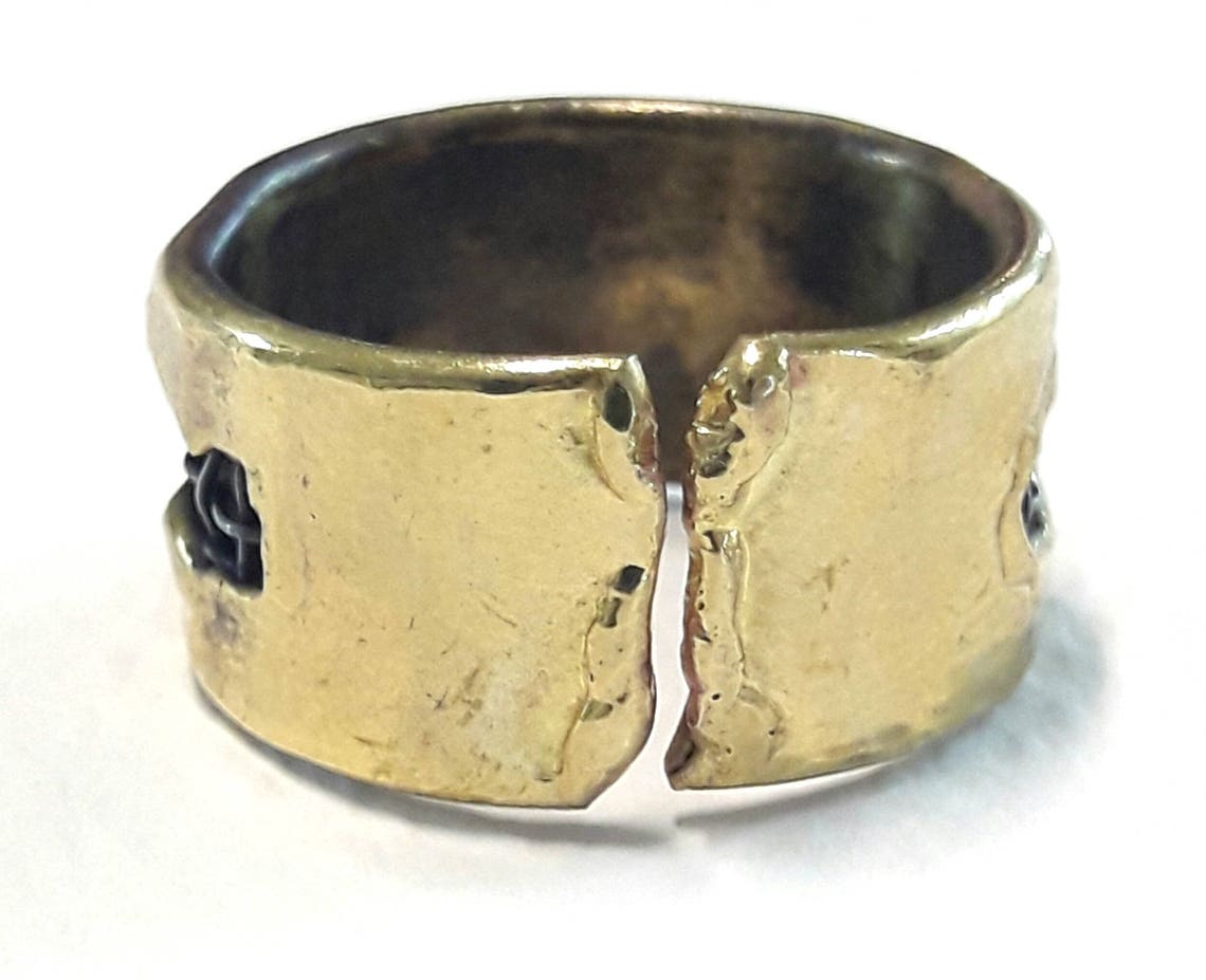 Brass Ring With Steel Mesh. Open Ring Forged With Hammer. - Etsy