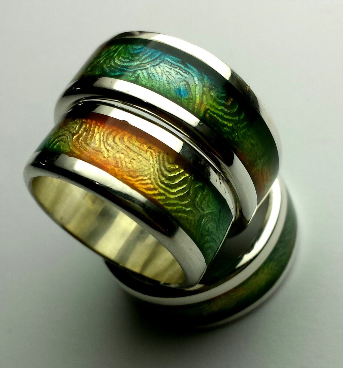 Sterling Silver Ring Engraved and Handpainted With - Etsy