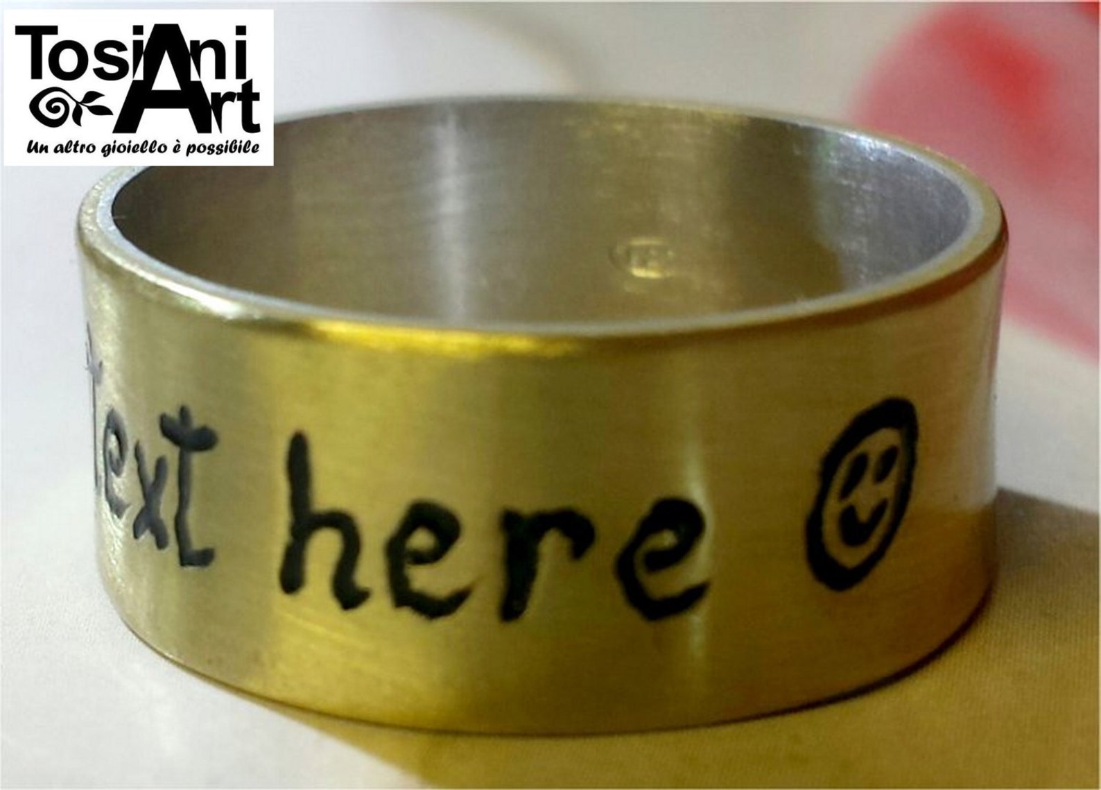 Ring With Custom Text in Silver and Brass. - Etsy