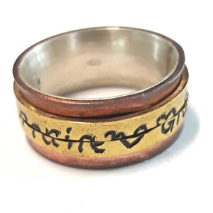 Rotating - Spinner - Ring With Secret Code and Custom Text. Silver Ring ...