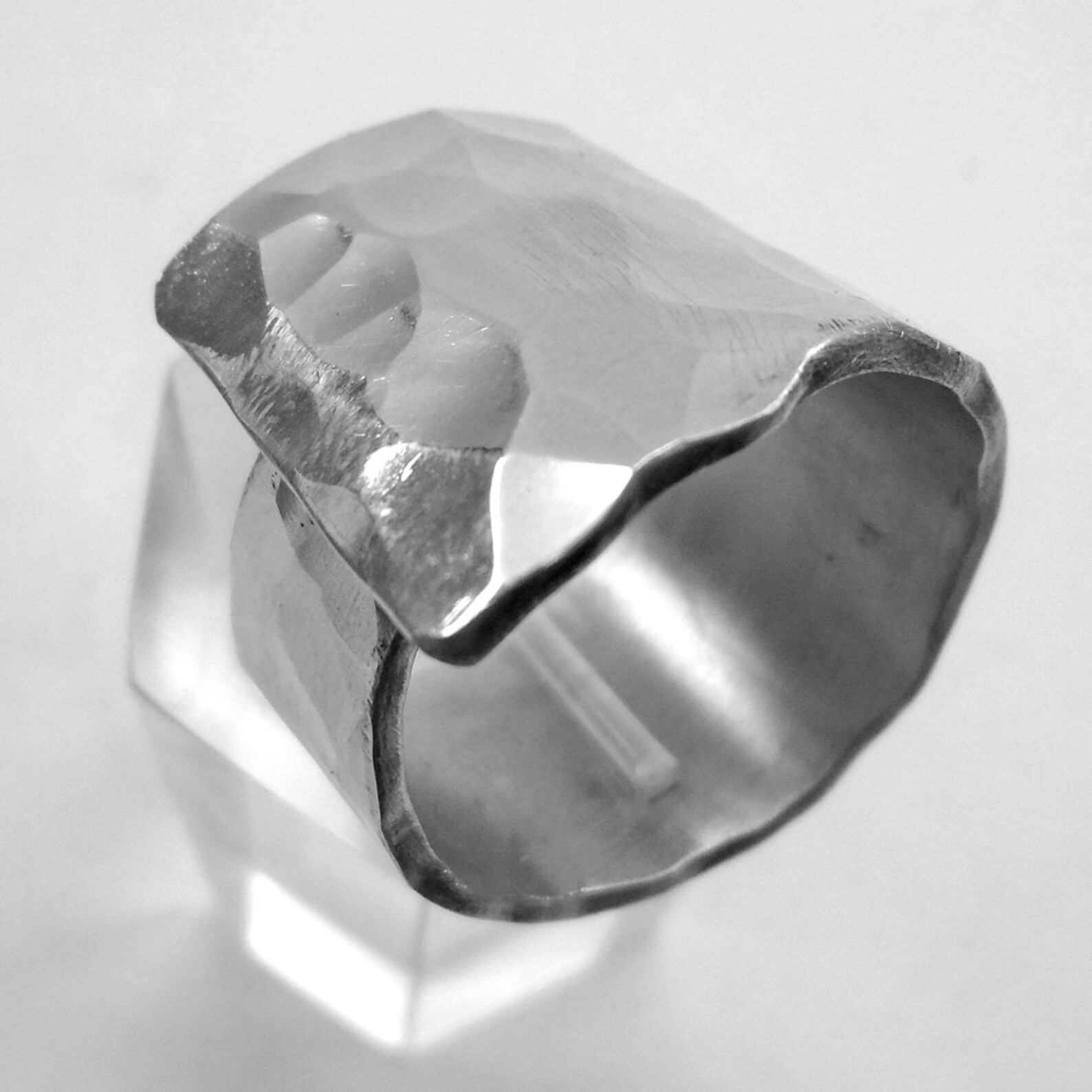 Open Aluminum Ring Handmade Forged With Facet Texture and | Etsy