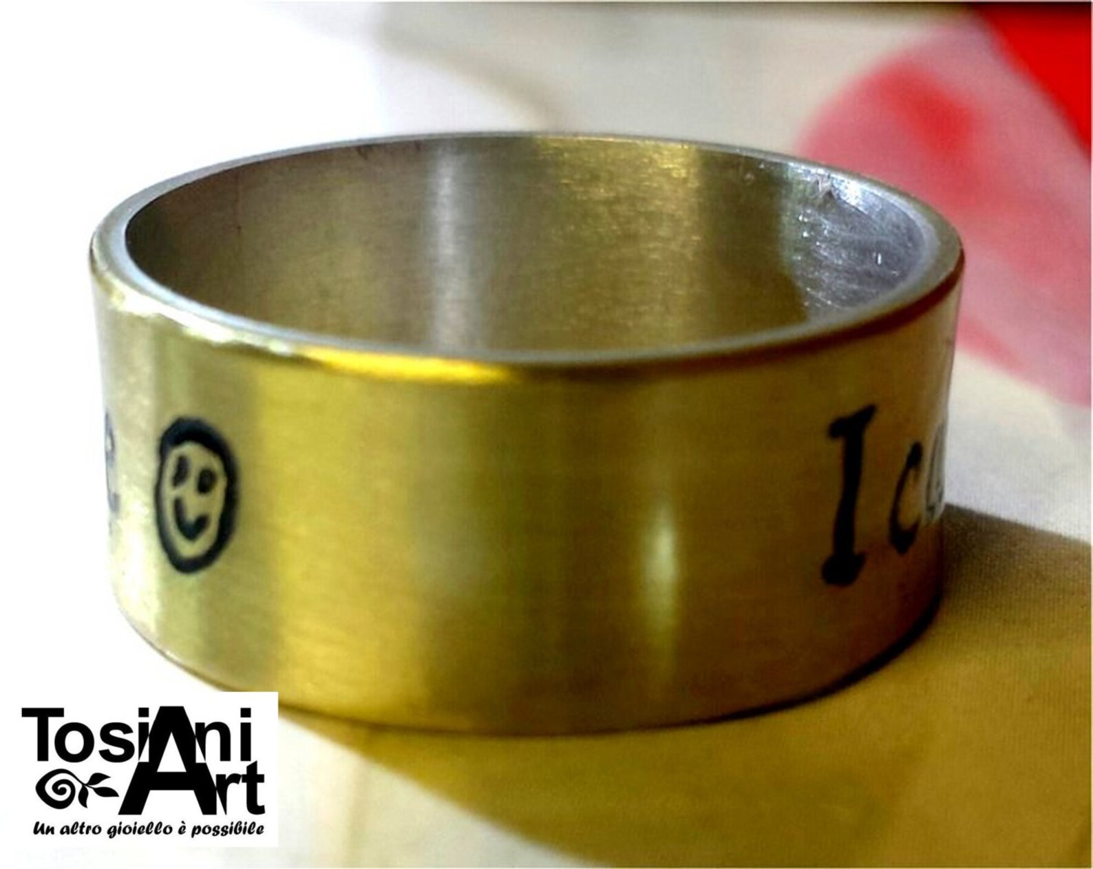 Ring With Custom Text in Silver and Brass. - Etsy