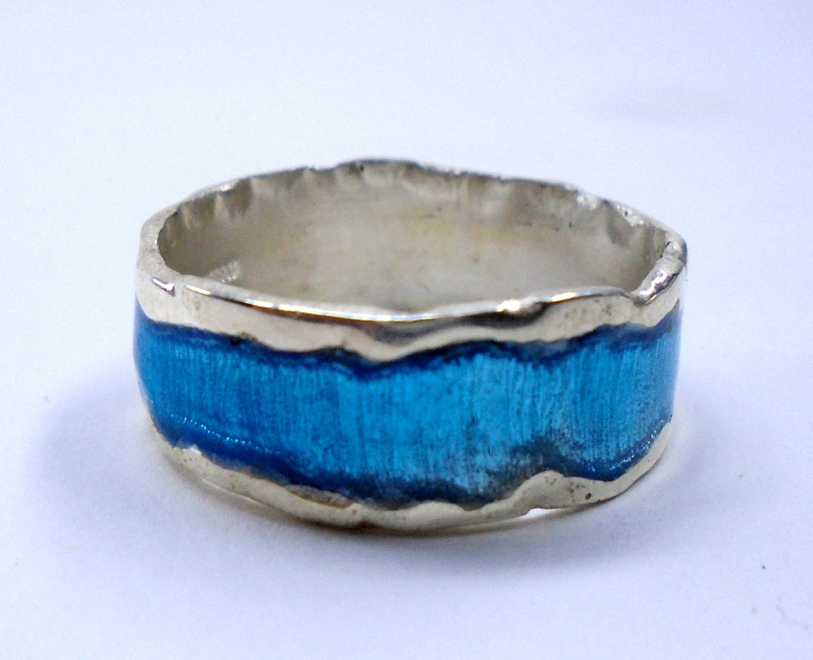 Silver Ring, With Melted Border, and Transparent Enamel. - With ...