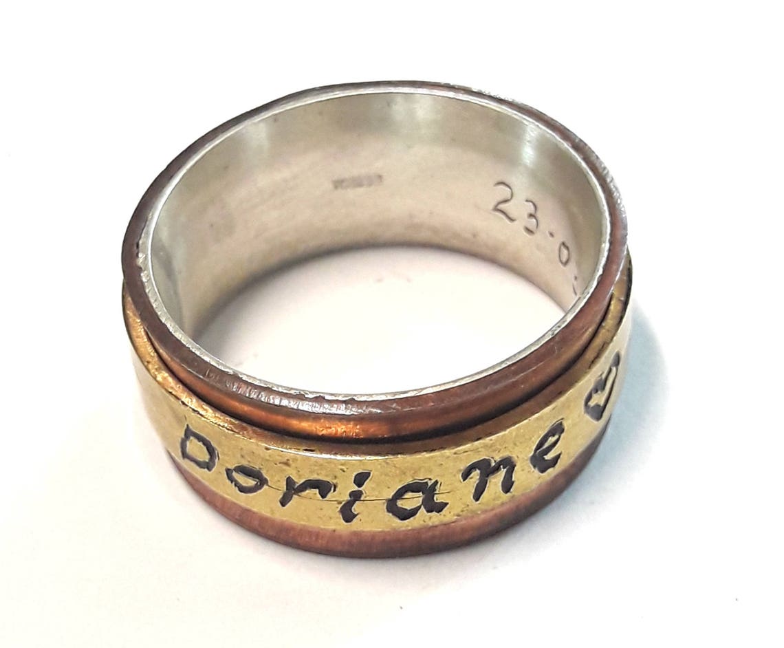 Rotating Spinner Ring With Secret Code and Custom Text. | Etsy