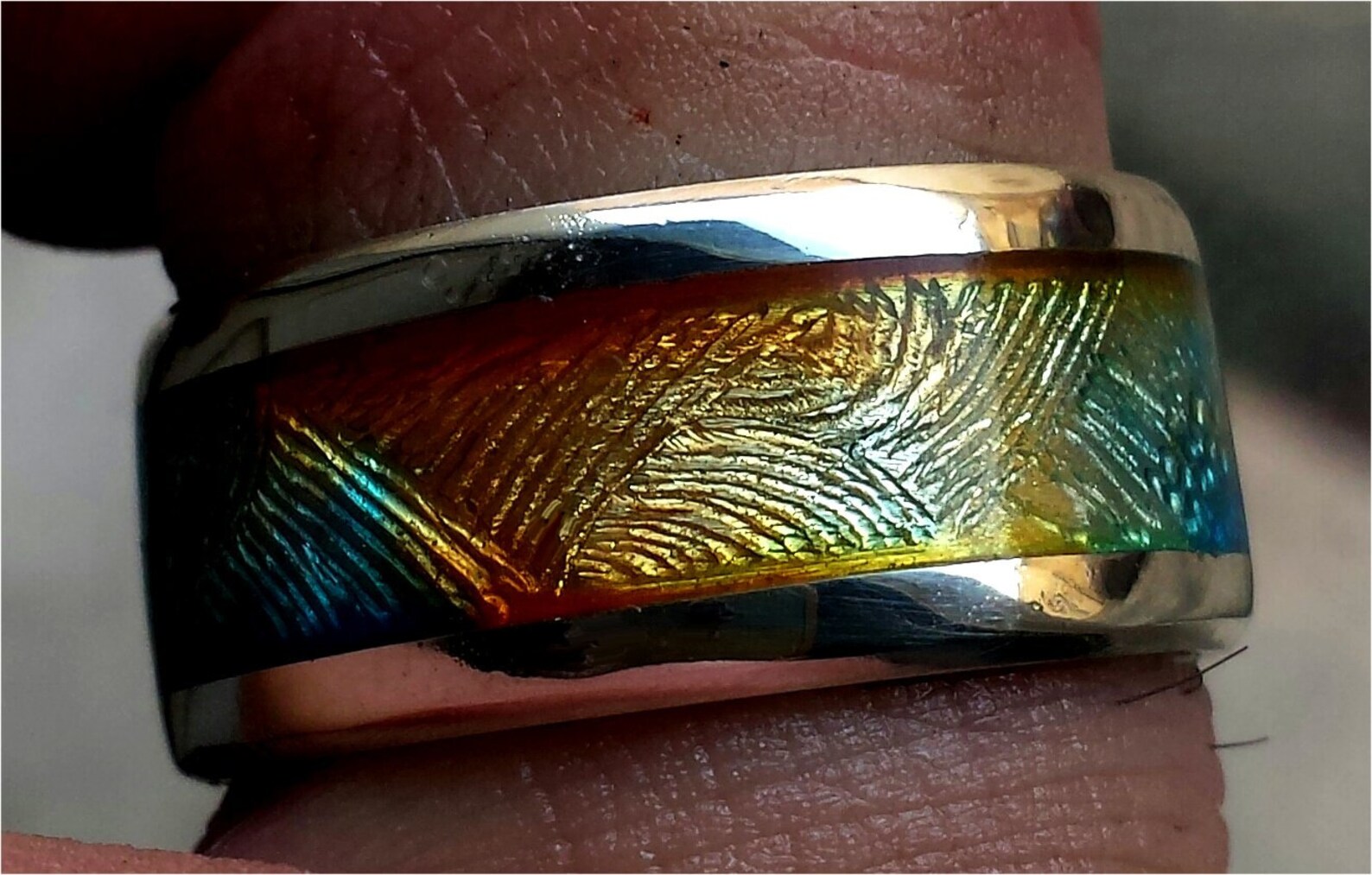 Silver Ring Engraved and Handpainted, Anniversary, With Personalized ...