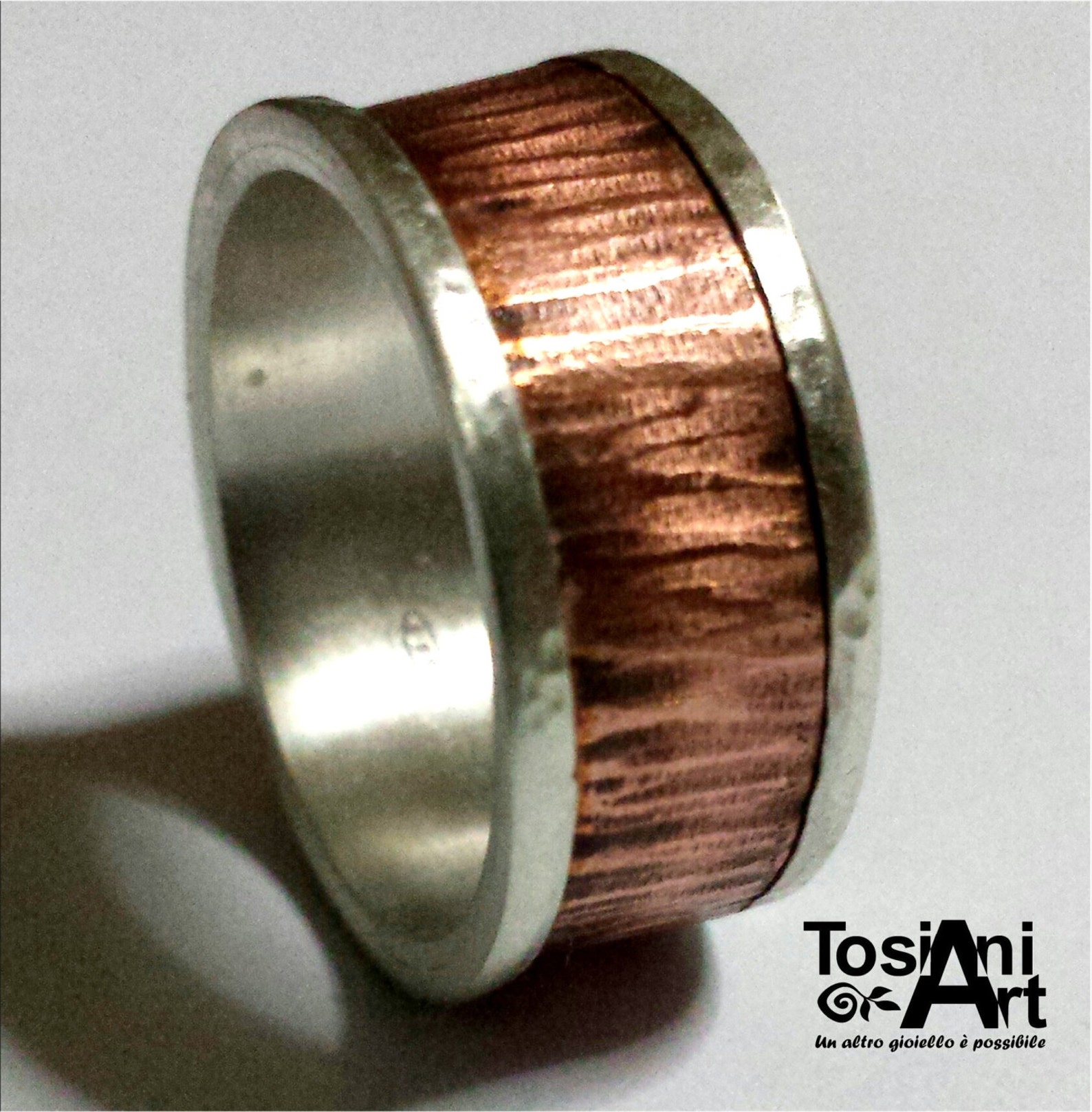Sterling Silver Engagement Ring With Center of Copper and Custom Text ...