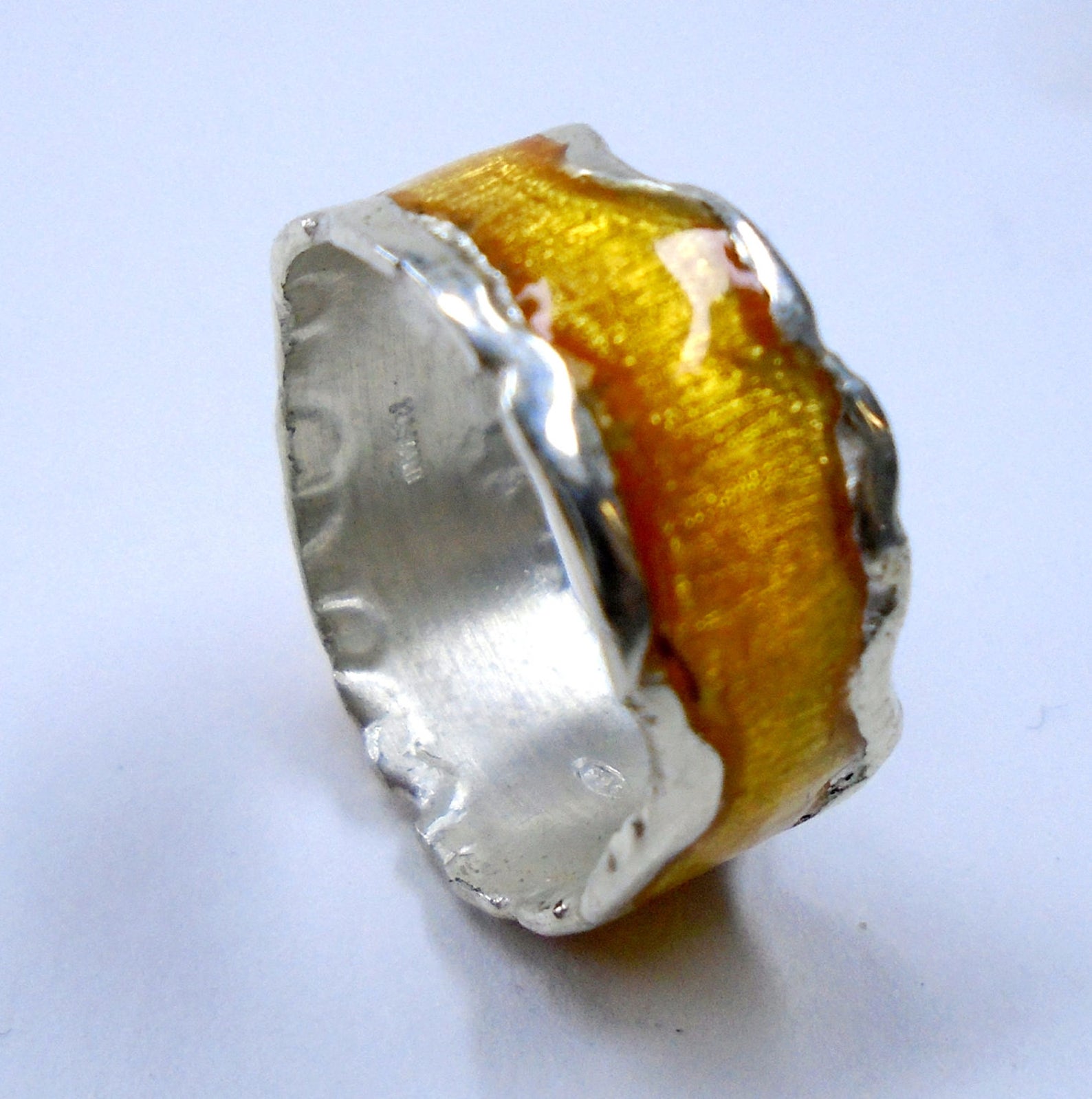 Silver Ring With Melted Border and Transparent Enamel. - Etsy