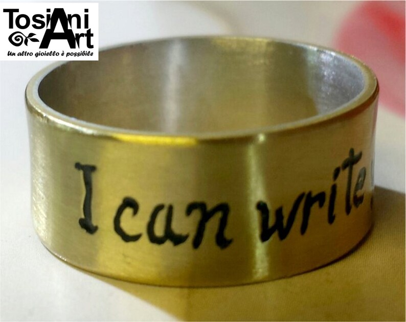 Ring With Custom Text in Silver and Brass. - Etsy