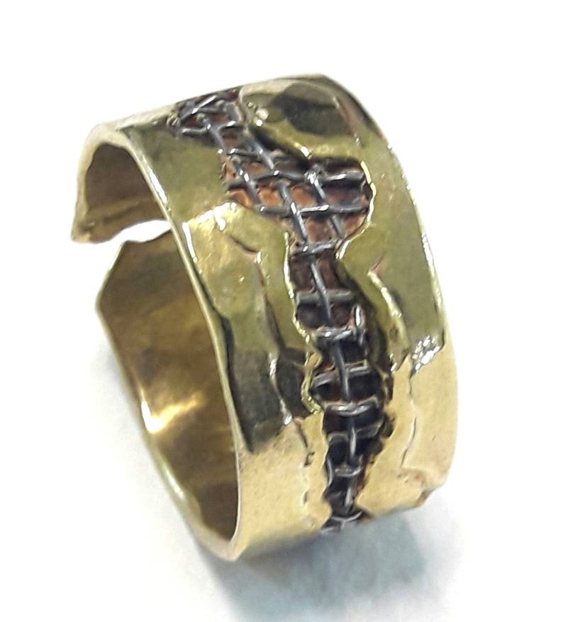 Brass Ring With Steel Mesh. Open Ring, Forged With Hammer. - Etsy