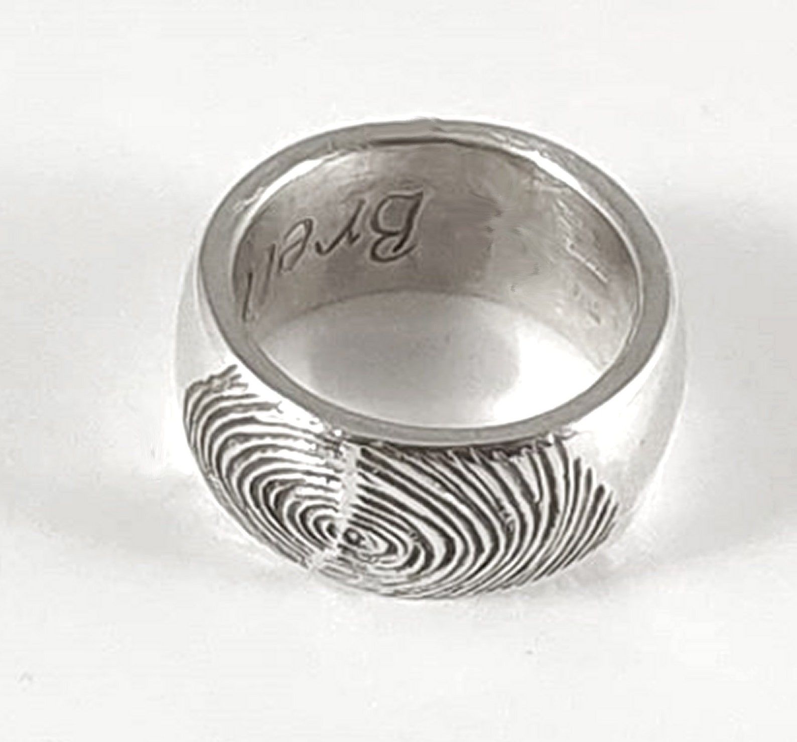 Engraved Custom Fingerprint Sterling Silver Ring With | Etsy
