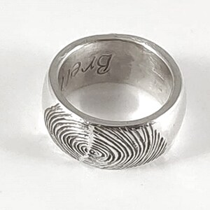 Engraved Custom Fingerprint Sterling Silver Ring With Personalized Text ...