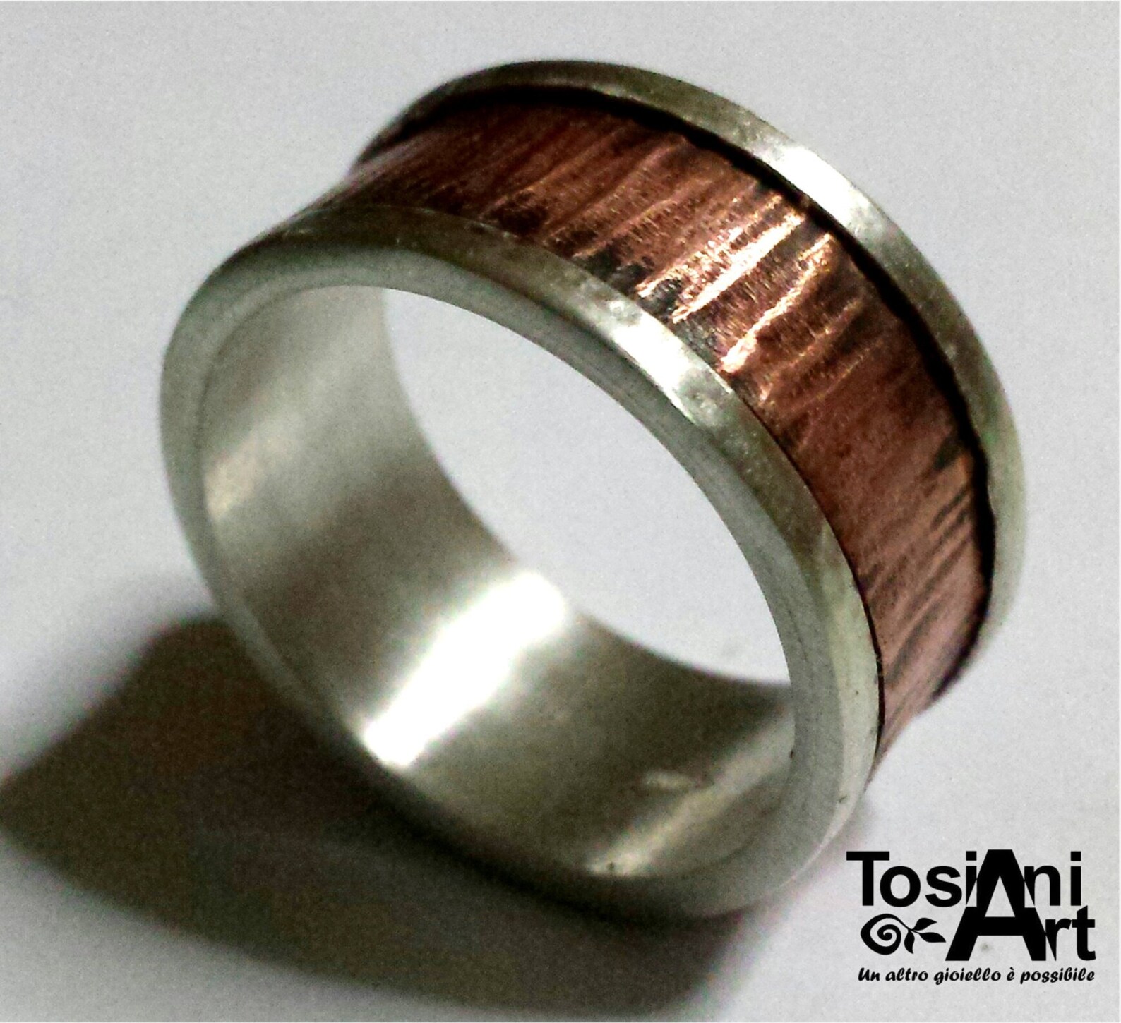 Sterling Silver Engagement Ring With Center of Copper and Custom Text ...