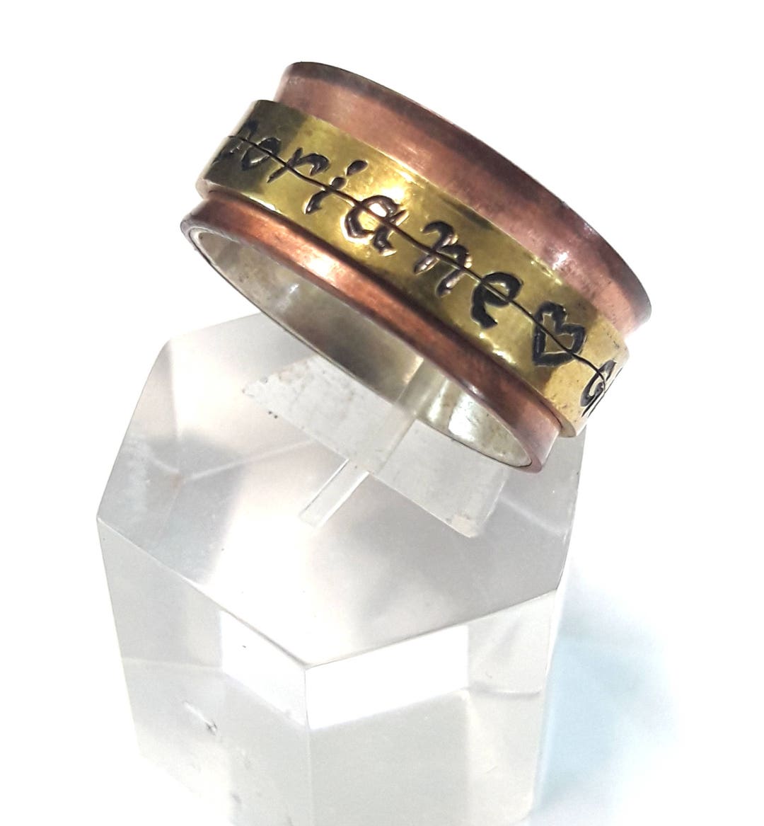 Rotating - Spinner - Ring With Secret Code and Custom Text. Silver Ring ...