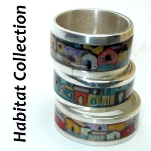 Silver Ring Handpainted With Houses, Architect Ring, Engineer Ring ...