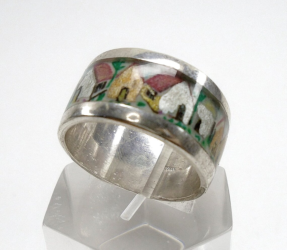 Silver Ring Handpainted With Houses Architect Ring Engineer | Etsy