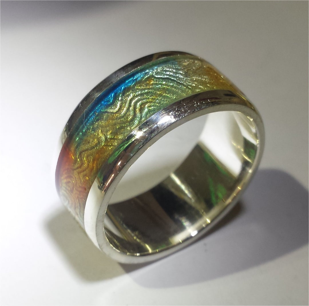 Silver Ring Engraved and Handpainted, Anniversary, With Personalized ...