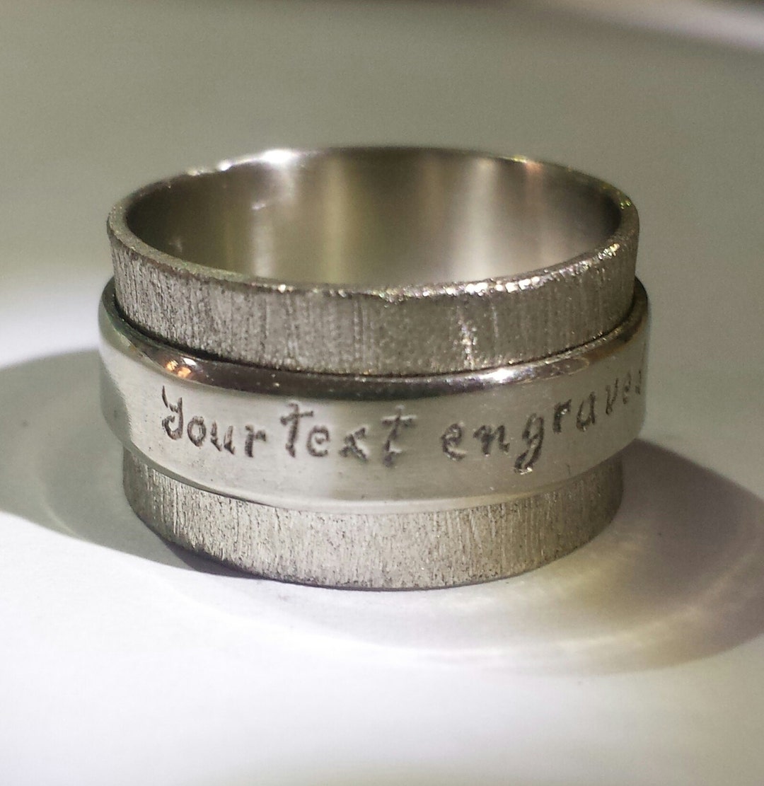Silver Ring With Engraved Personalized Text. - Etsy