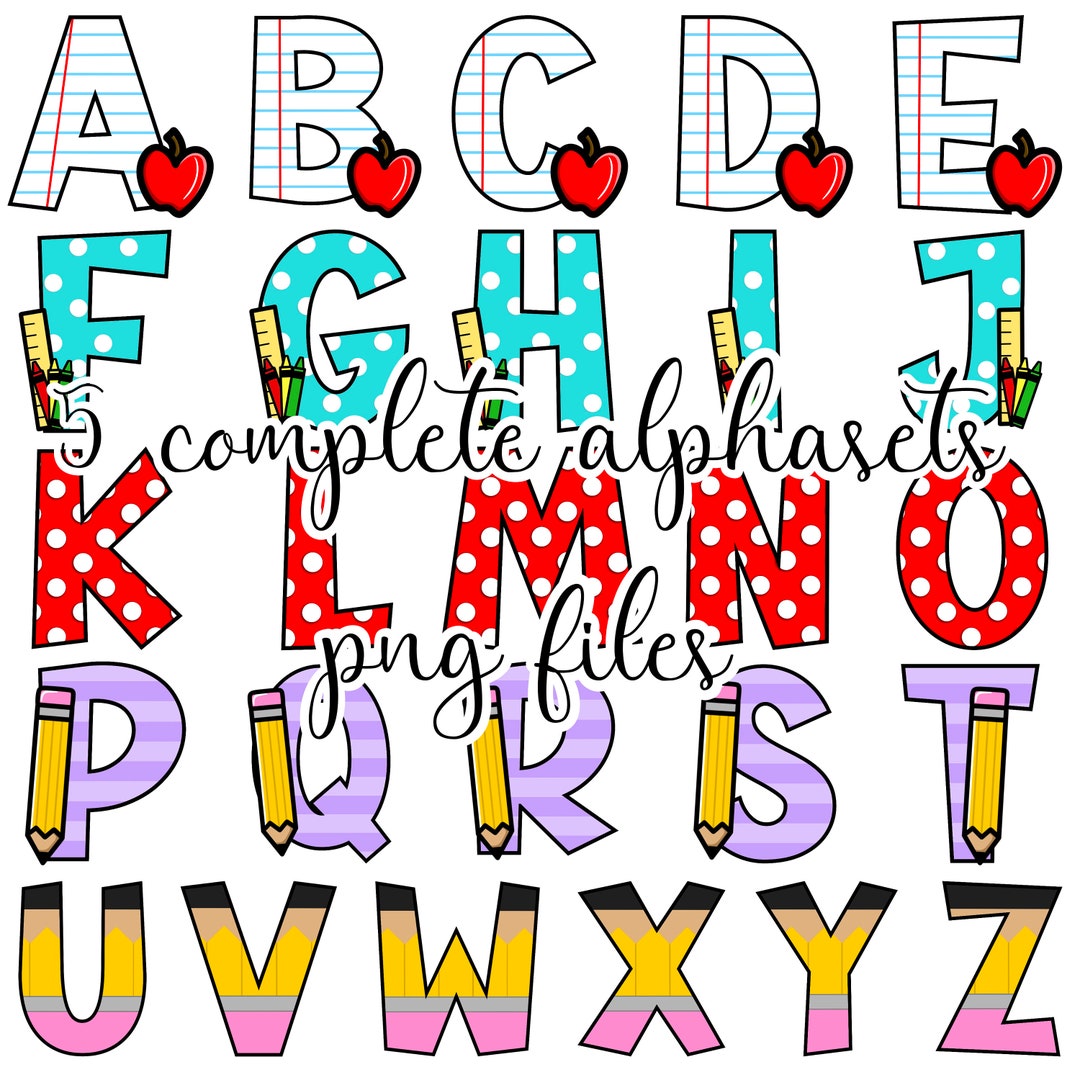 Teacher Alpha Doodle Letters PNG | School Letters | Back to School ...