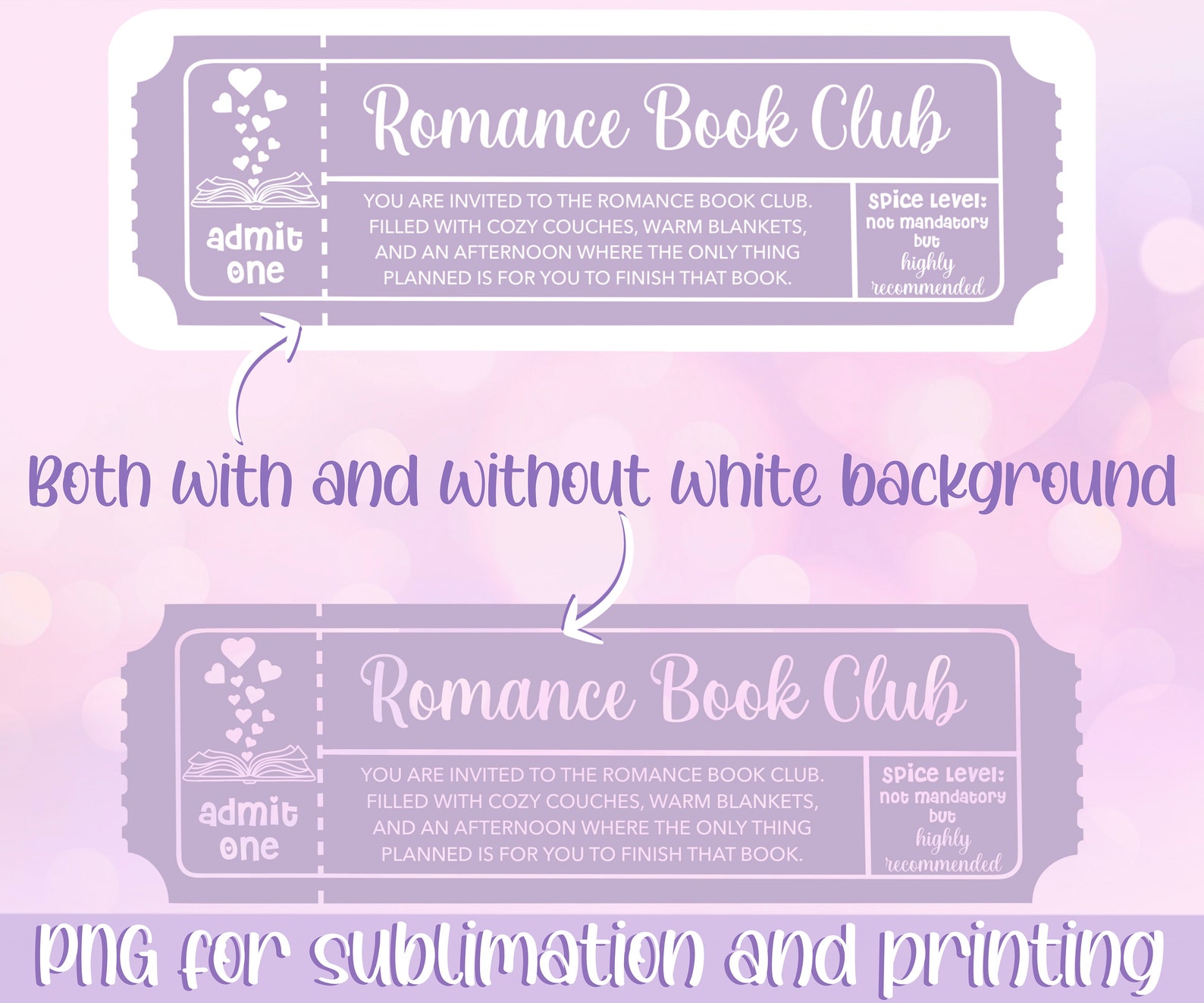 Romance Book Club Ticket Bookmark | PNG Digital Download |bookish ...
